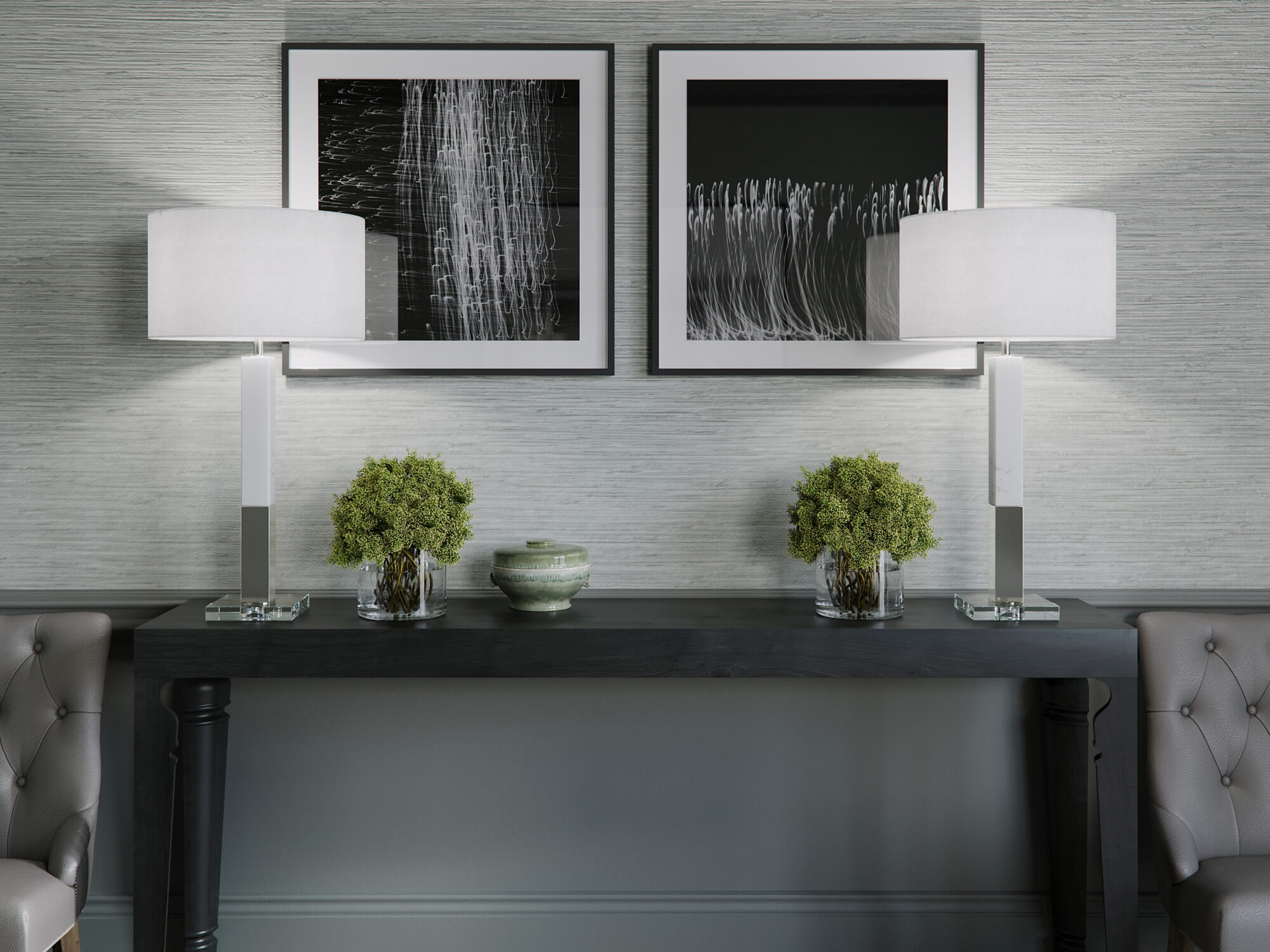 Howard Table Lamp - white marble, polished nickel | FlowDecor