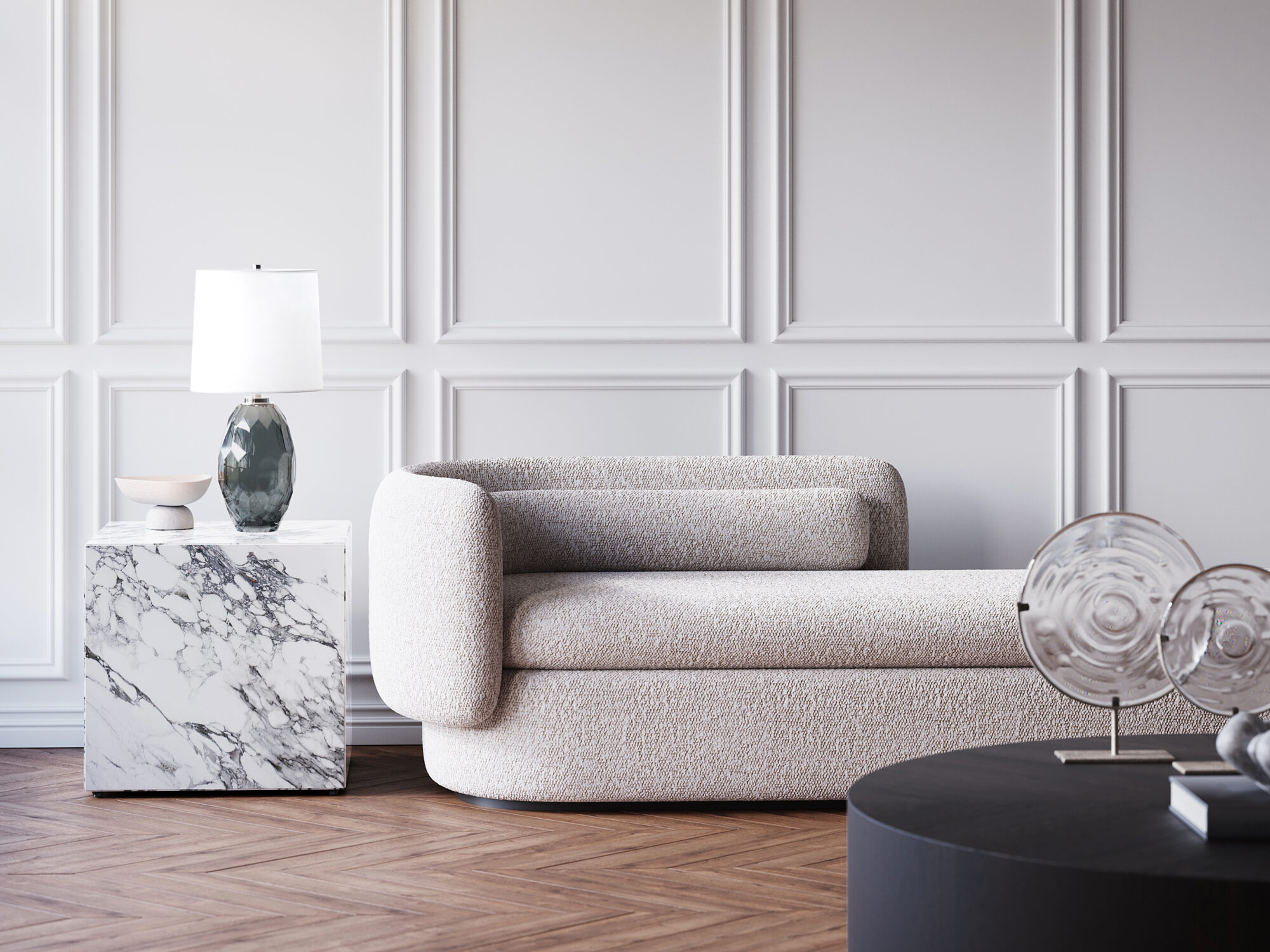 Leslie Table Lamp - grey glass | FlowDecor