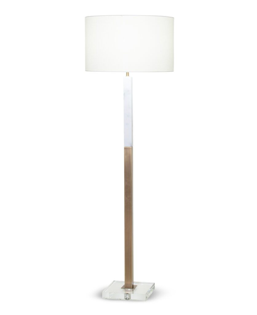 Sanders Floor Lamp - white marble, antique brass | FlowDecor