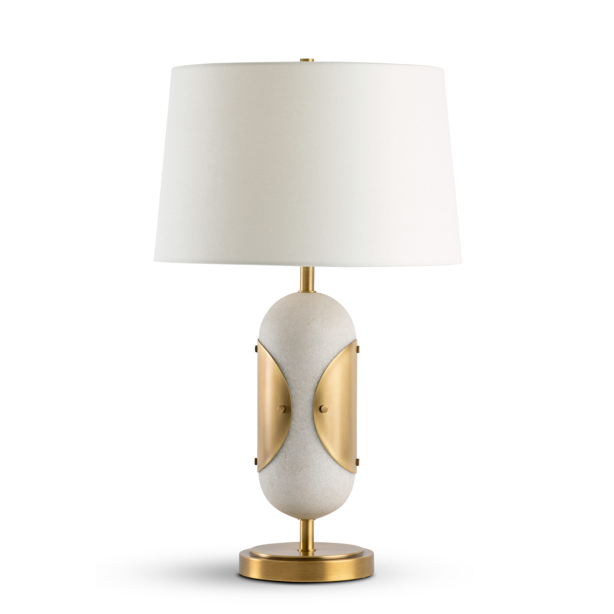 Ovaro Table Lamp - white composite stone, antique brass | FlowDecor